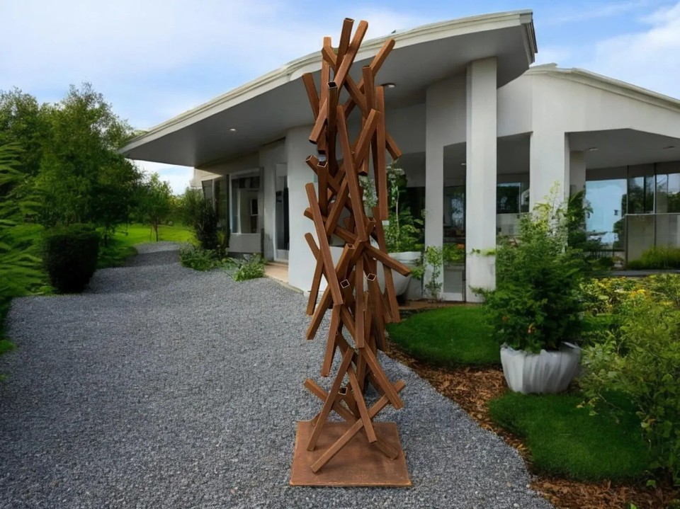 Handcrafted Large Abstract Rust Patina Metal Sculpture Modern Art ...