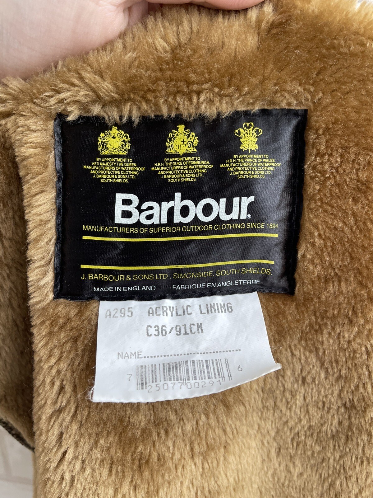 Vintage Barbour Vest Mens 40 Brown High Pile Fleece Inner Wax Jacket ...