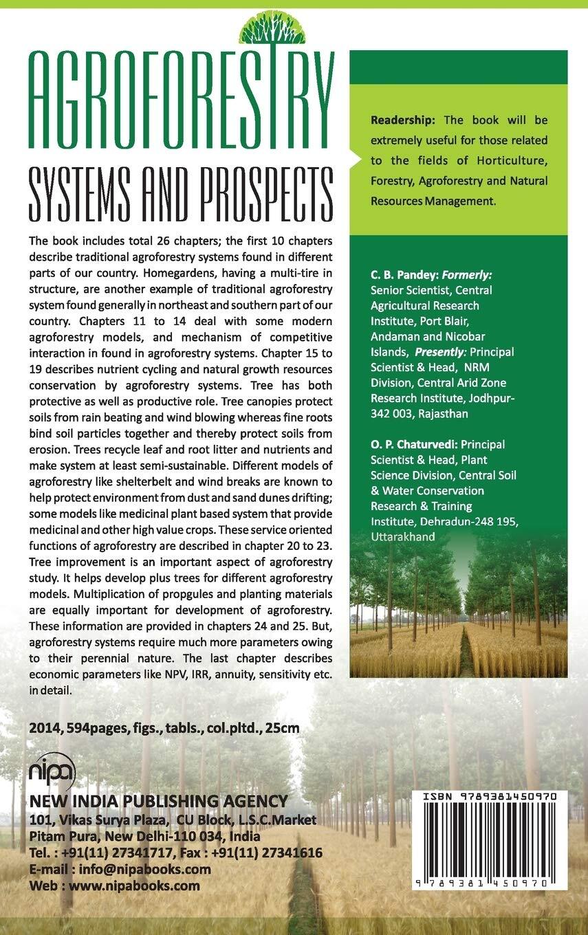 Pandey, C.B. Agroforestry: Systems And Prospects Book NEW 9789381450970 ...