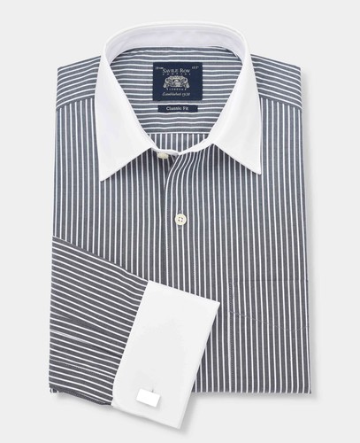 Savile Row Company Men's Classic Fit Black White Stripe Winchester ...