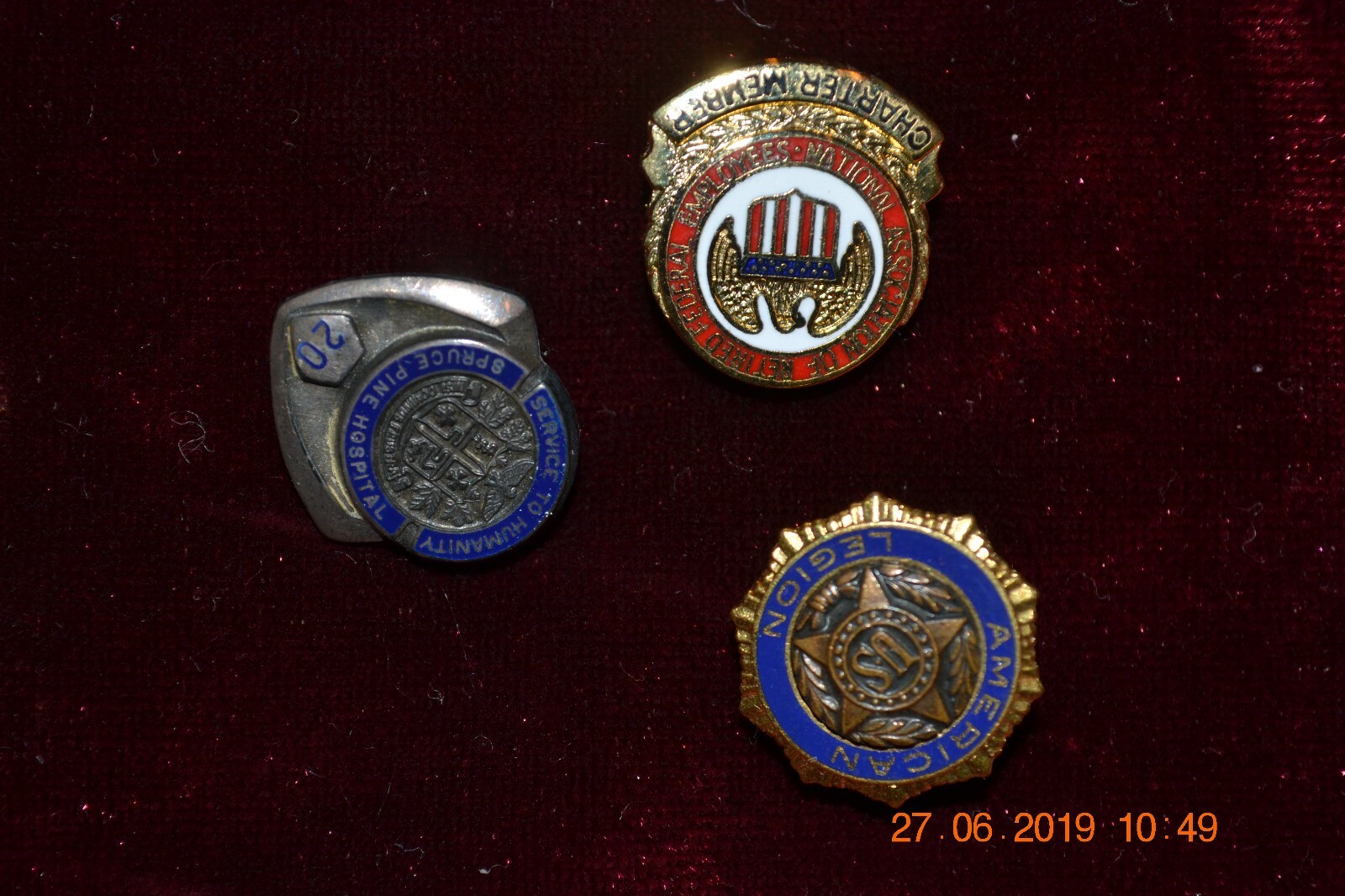 Lot of 3 Vintage Service Pins, Spruce Pine Hosp volunteer, For Legion ...