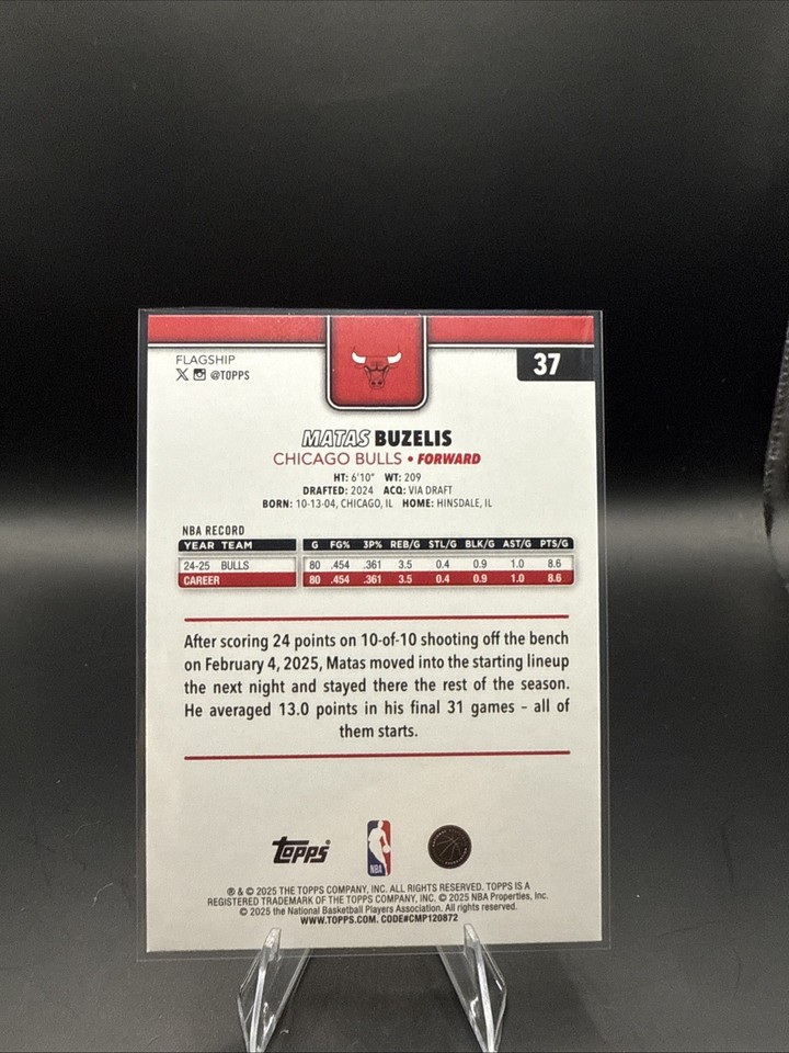2025-26 Matas Buzelis Topps Silver Sand Glitter Chicago Bulls | eBay
