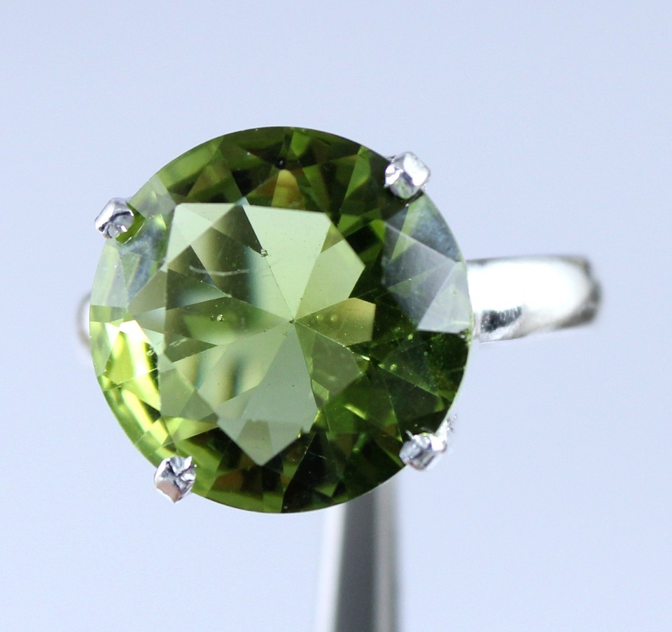 Anello certificato pietra preziosa rotonda 14 x 14 mm peridoto verde ...