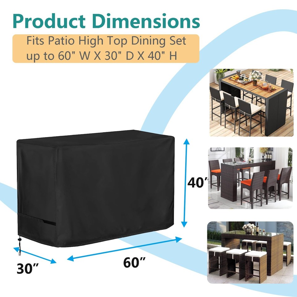 Outdoor Bar Covers Waterproof, Tall Bar Height Patio Table Covers for ...