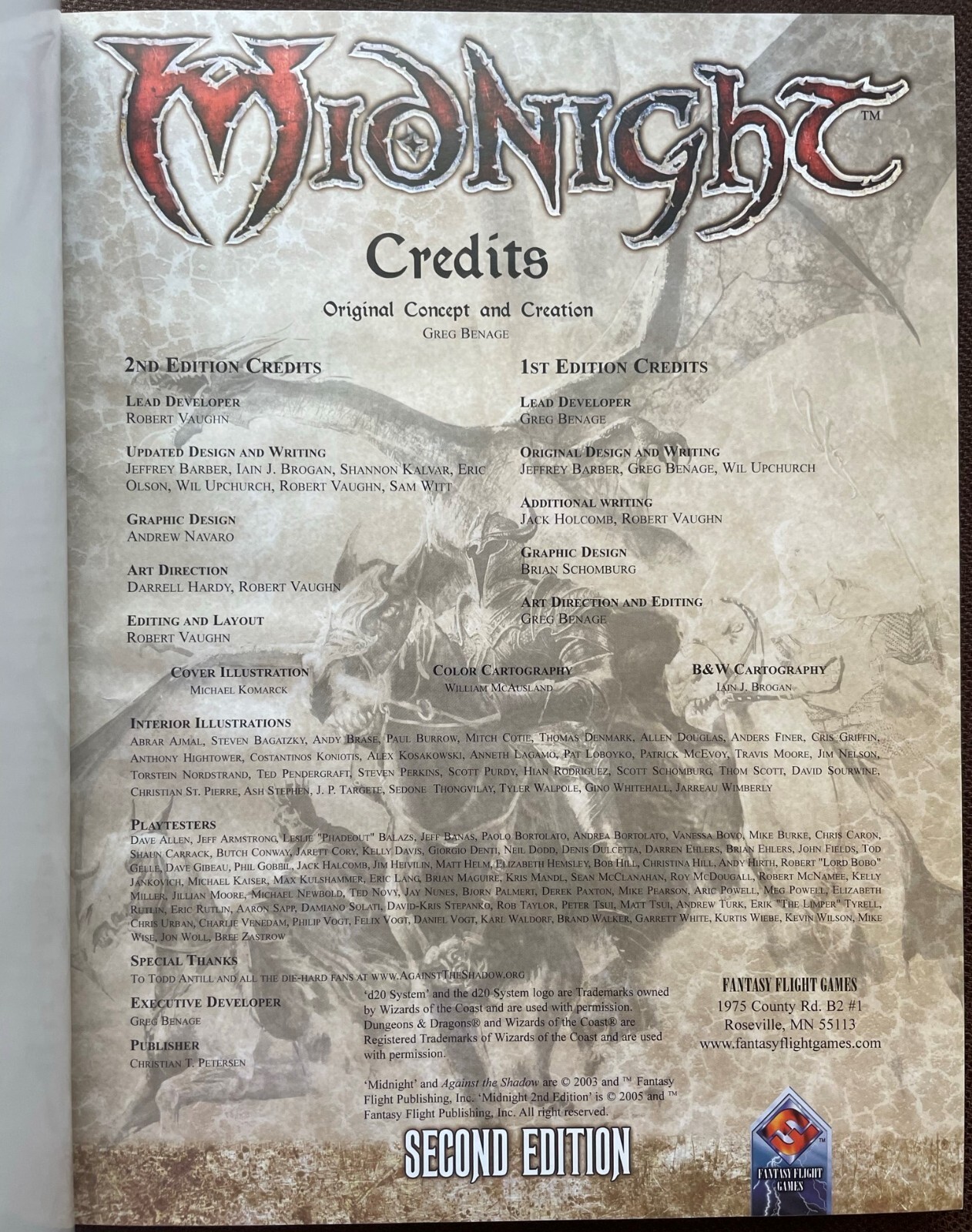 Midnight - 2nd Edition - d20 - FFG | eBay