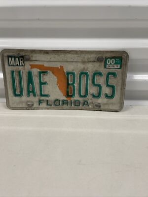 OBSOLETE EXPIRED FLORIDA VEHICLE TAG PERSONALIZED "UAE BOSS" | eBay
