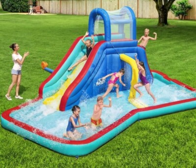 Bestway H2OGO Waterfall Waves Mega Water Park Inflatable Slide & Pool ...