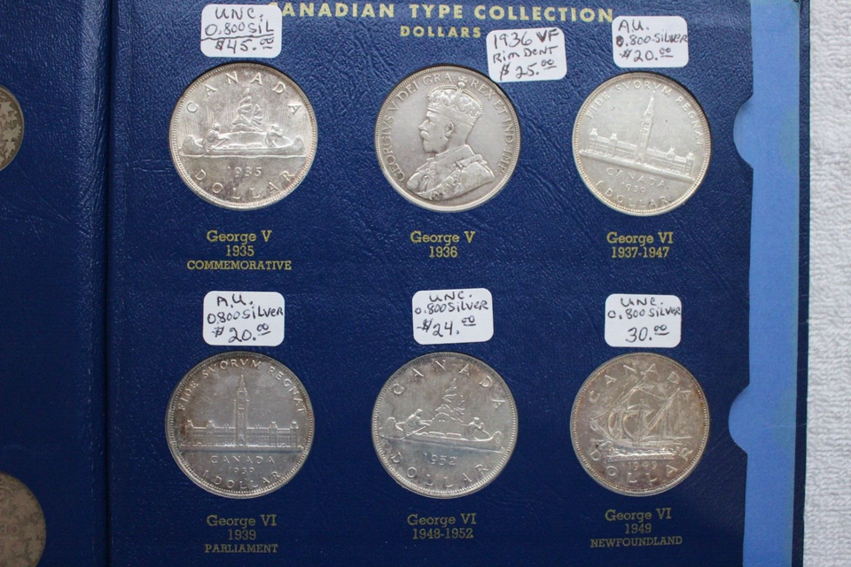 CANADIAN TYPE SET COLLECTION COMPLETE 56 COIN SET IN WHITMAN ALBUM ...