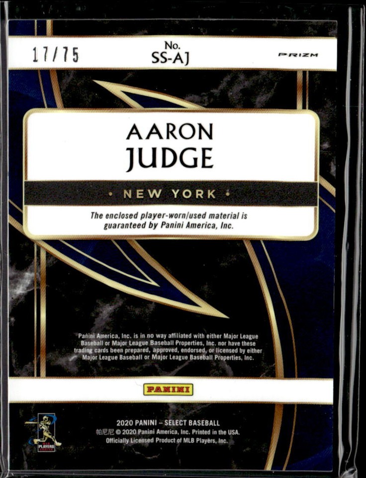 2020 Panini Select #SS-AJ Aaron Judge Patch /75 Near Mint (BB2) | eBay