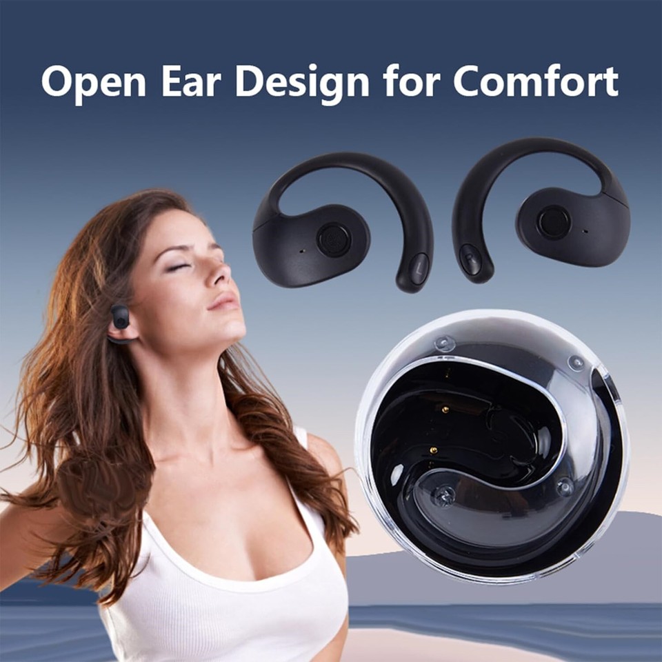 Bluetooth Open Ear Earphones Wireless Headsets Hanging Sports Earbuds ...