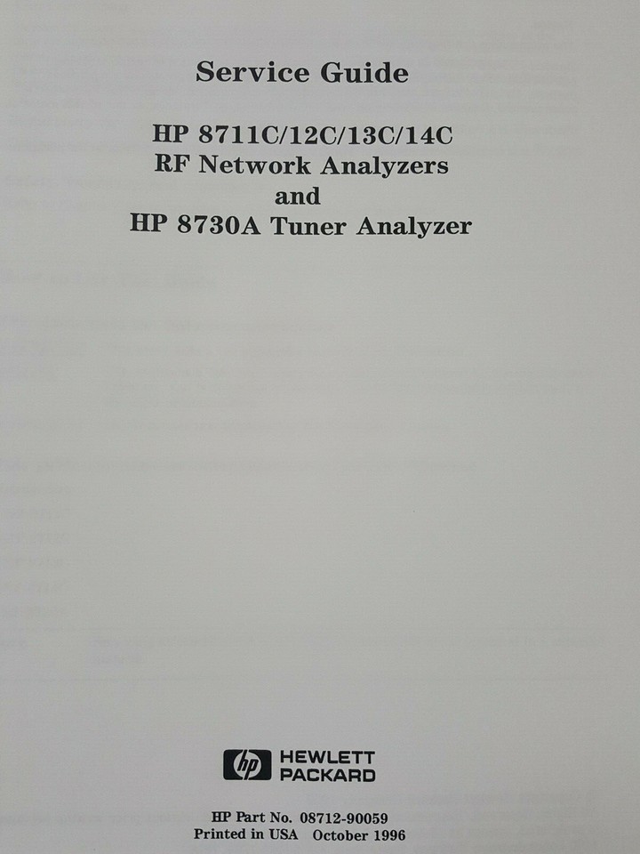 HP / Agilent 08712-90059 8711C/12C/13C/14C RF Network Analyzers + 8730A ...