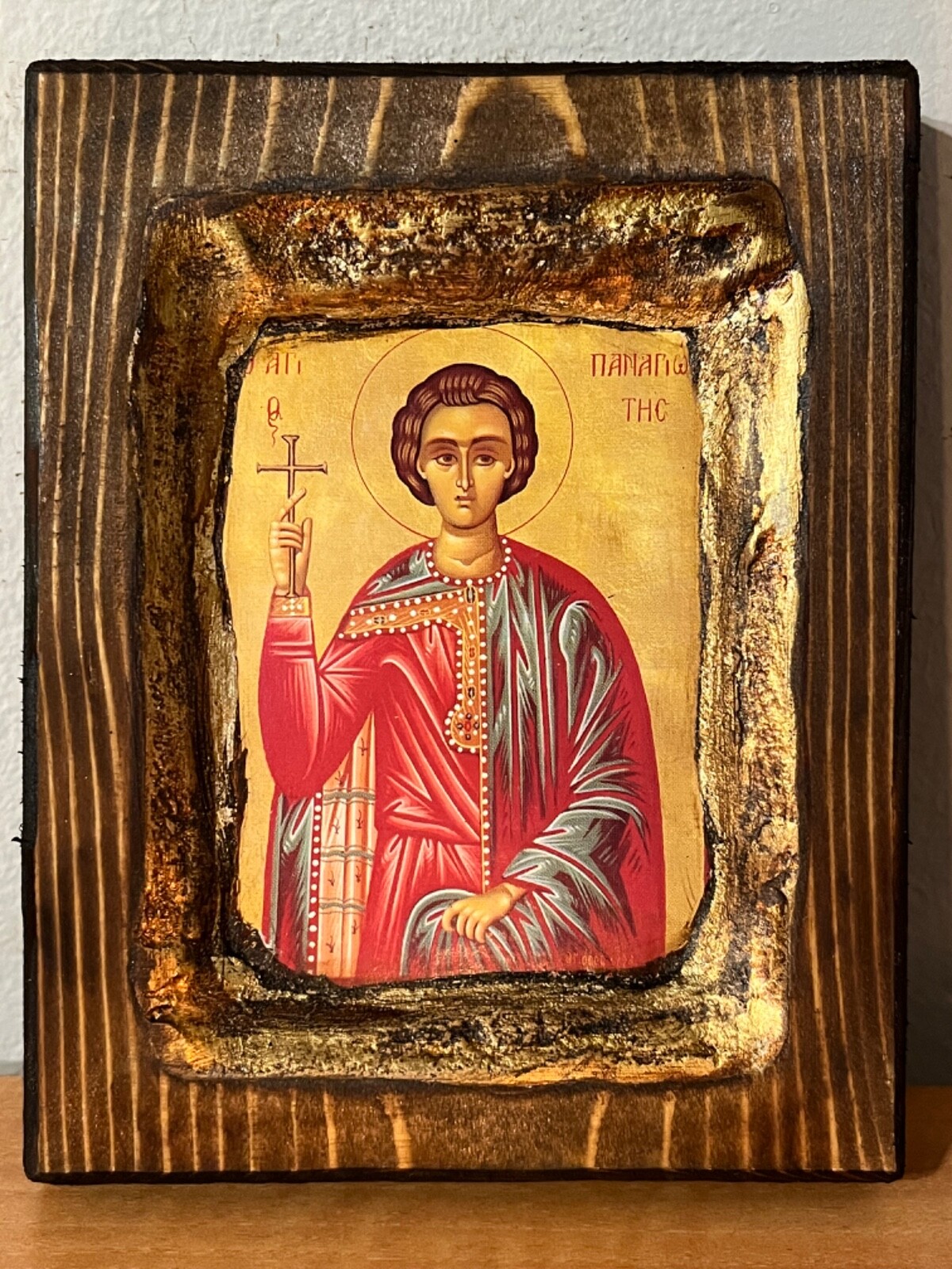 St Panagiotes Panagiotis Antique Handmade Byzantine Orthodox Icon ...
