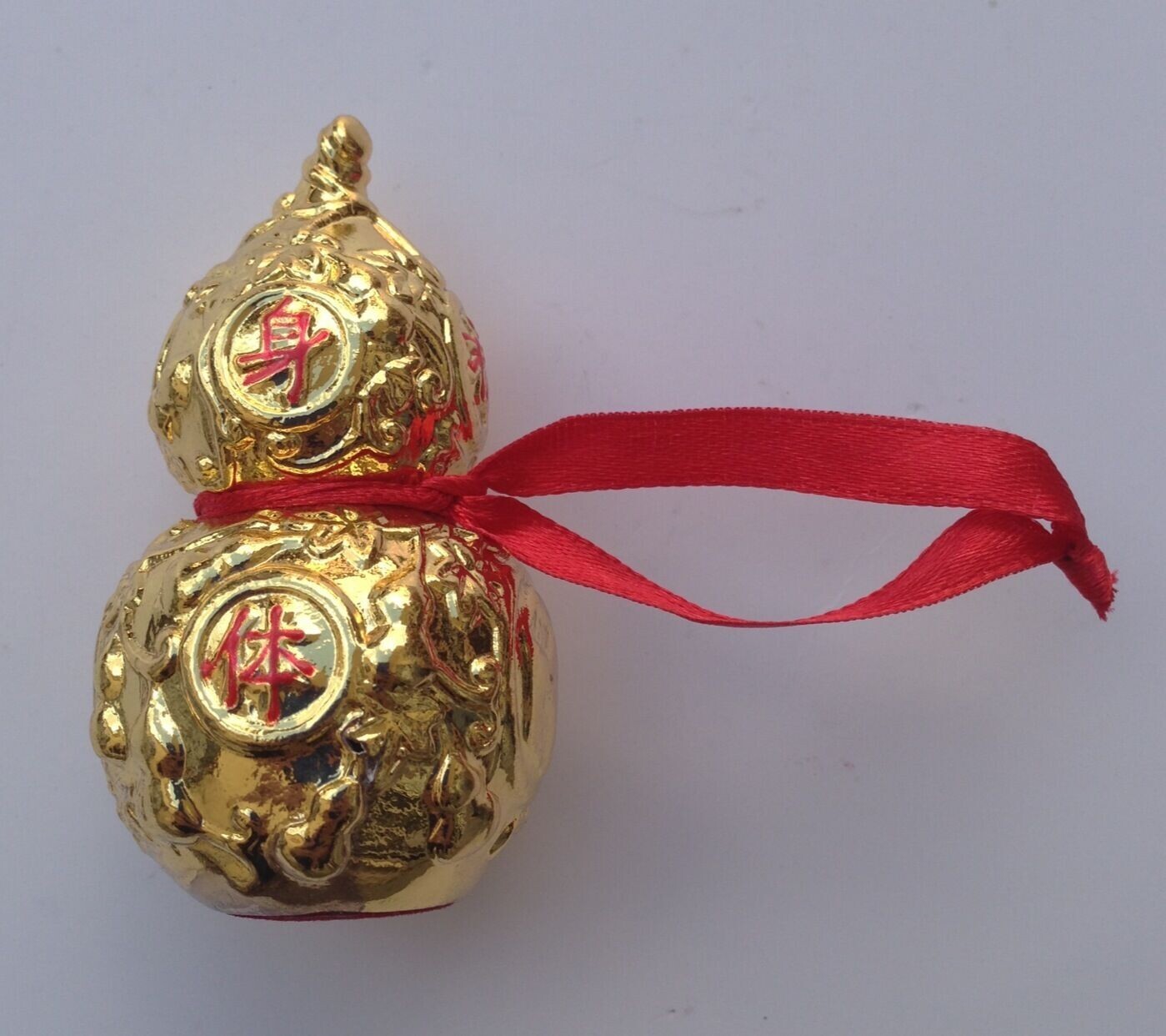 Feng Shui Golden Wu Lou Hu Lu Gourd Health Protect Red 2 1/2" Tall Gold ...