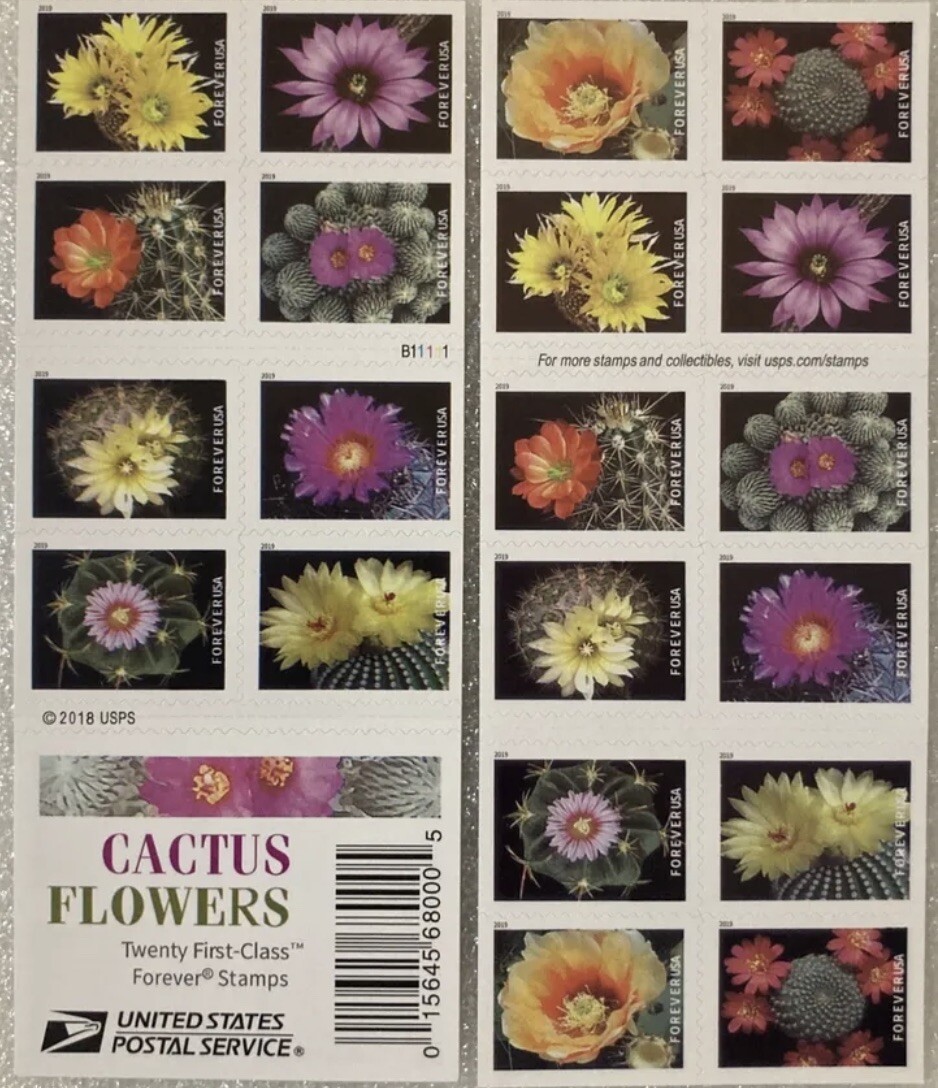 BOOKLET of 20 USPS Cactus Flowers Forever Postage Stamps WEDDING Floral ...