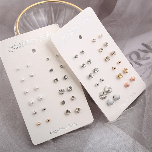 12 Pairs Small Stud Earring Set For Women Simple Geometric Earring ...