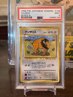 1998 Pokémon Japanese Vending Series III Tauros #128 - PSA 9 MINT! | eBay