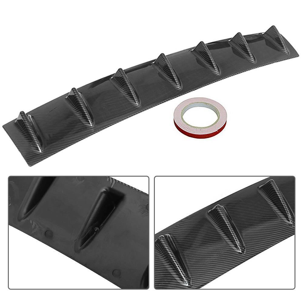 Universal Carbon Black Rear Bumper Lip Diffuser Shark Fin Car Back ...