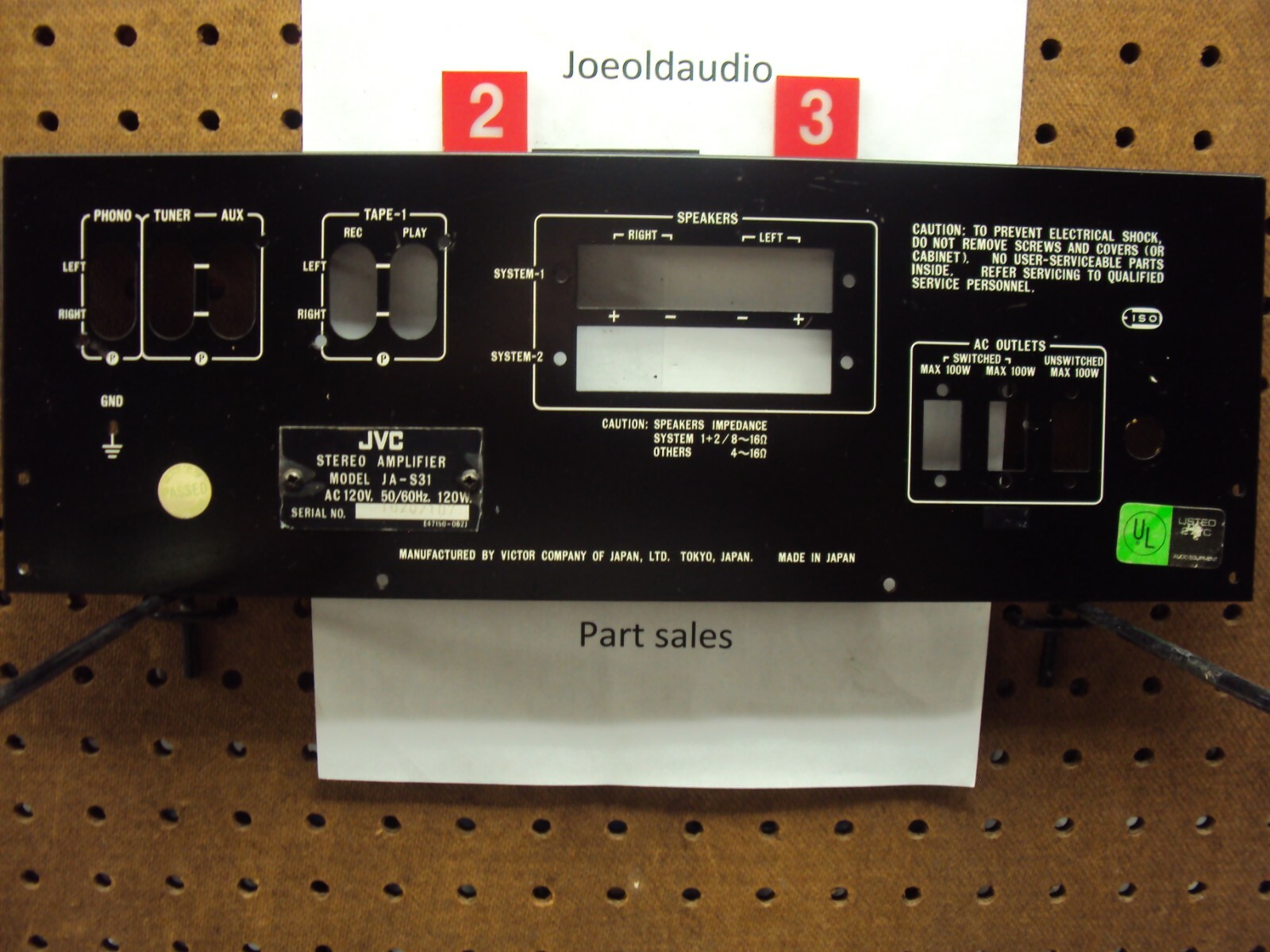 JVC Amplifier JA-S31 Back Panel. Rated 8.7 Out of 10. Parting Out ...