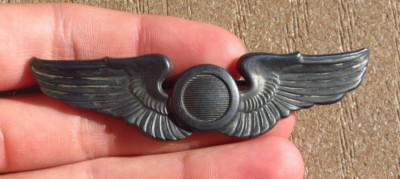 US WWII ARMY AIR FORCE OBSERVER BADGE WINGS STERLING SILVER 3" PIN WW2 ...