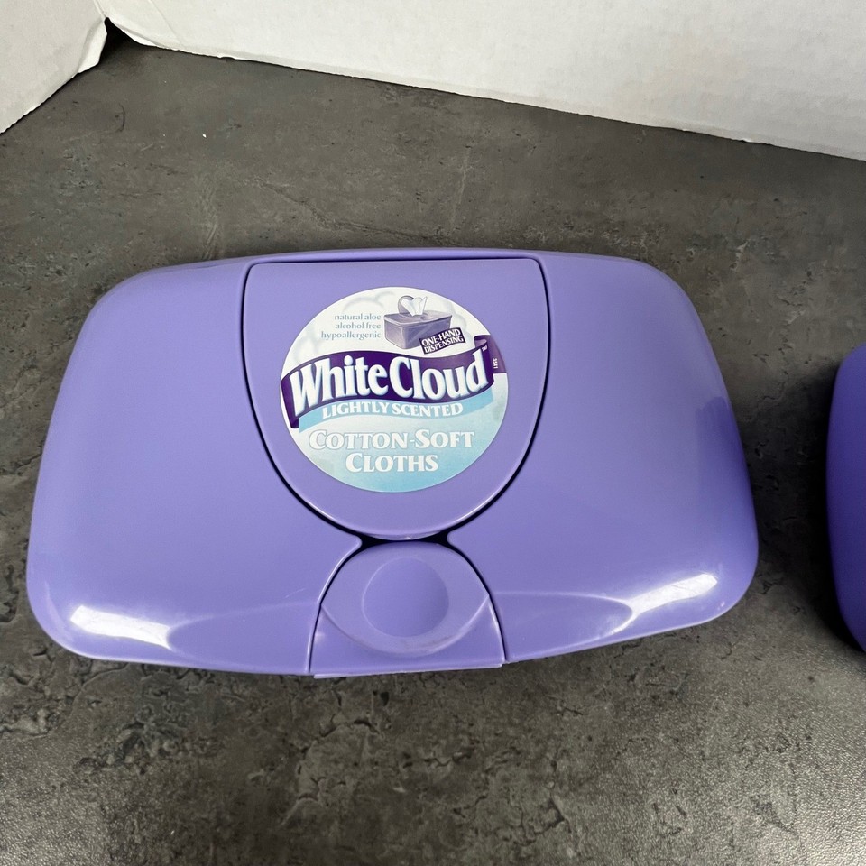 VTG White Cloud Cotton Cloths Wipes Dispenser Reusable Purple ...