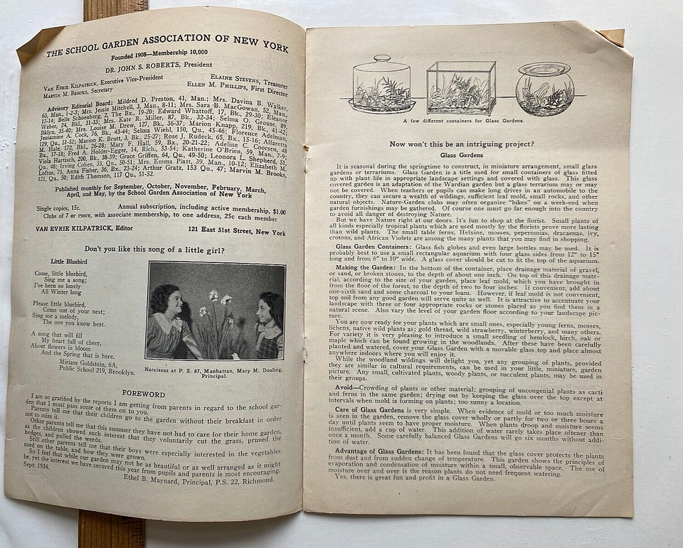March 1935 Nature Garden Guide. New York School Garden Association ...