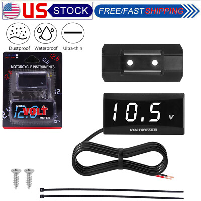 DC 12V Car Motorcycle Digital Voltmeter LED Display Voltage Meter Gauge ...