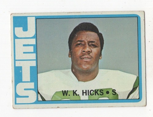 1972 TOPPS FOOTBALL W.K. HICKS NEW YORK JETS #246 | eBay