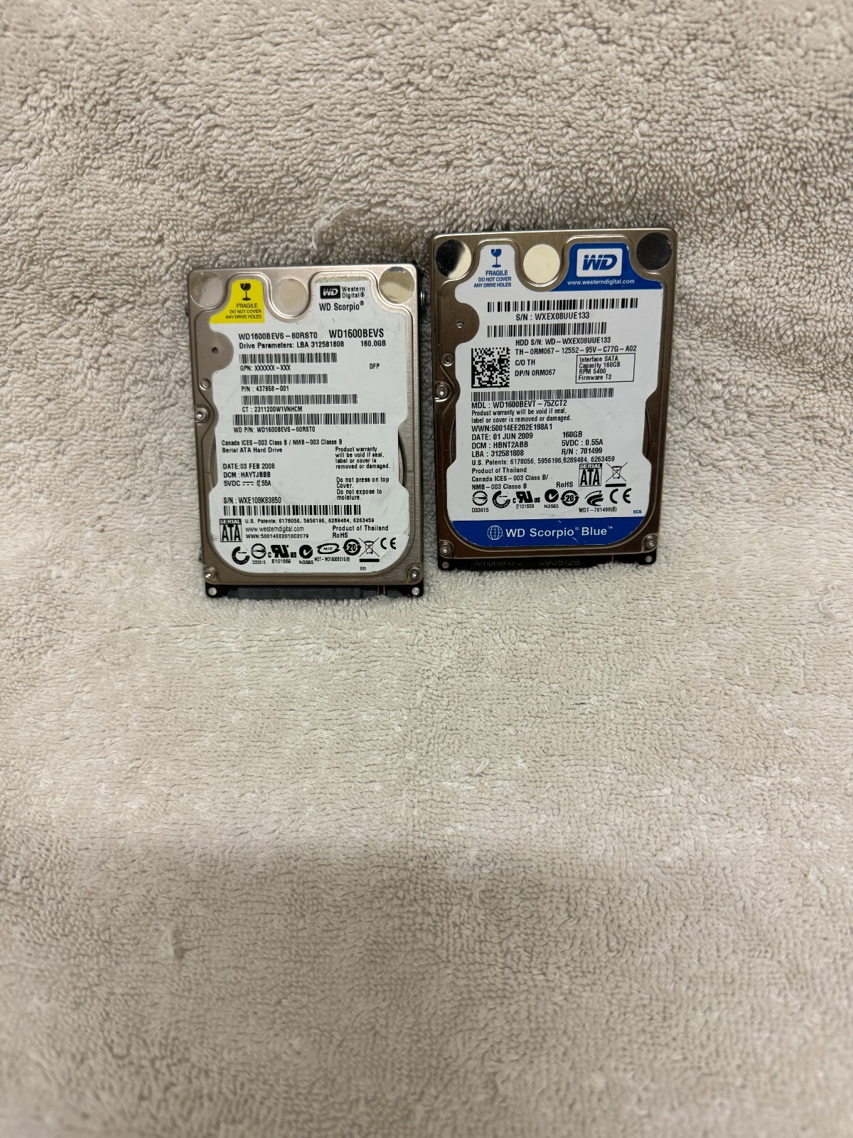 Lot of 2 160GB 2.5" SATA Hard Drives - USED!!!! | eBay