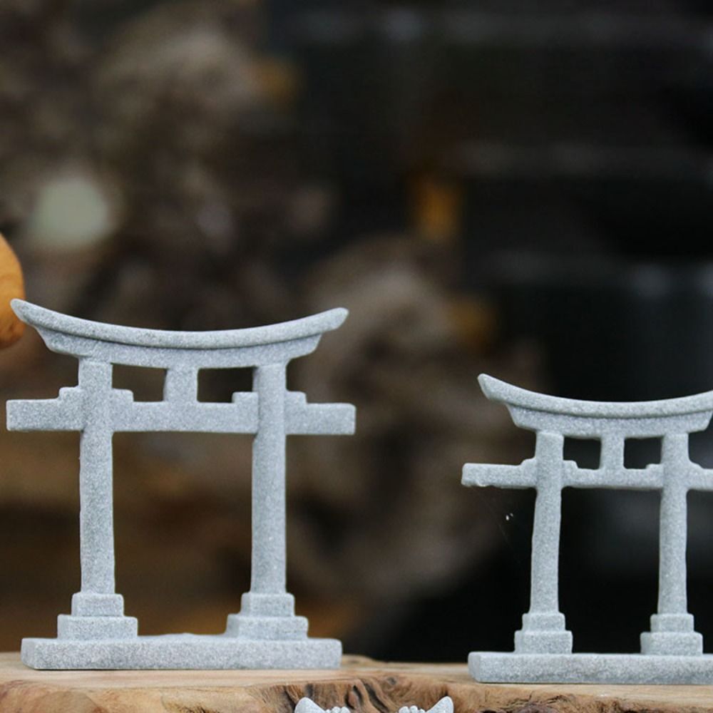 Grey Mini Japanese Torii Gate Artificial Sandstone Miniature Shrine ...