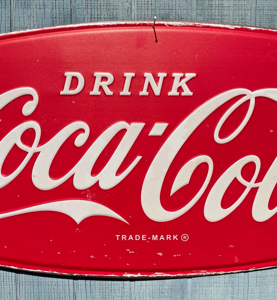NEW! Reproduction Fishtail Coca-Cola / Coke Metal Sign 36in X 18in ...
