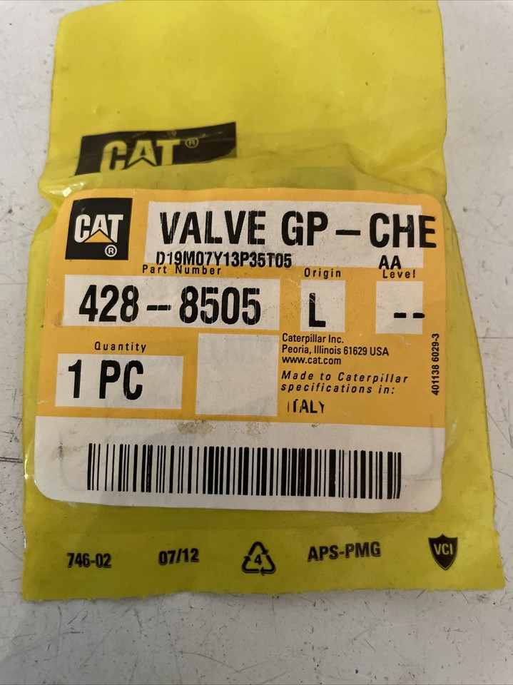GENUINE CATERPILLAR CAT CHECK VALVE NEW OEM 428-8505 | eBay