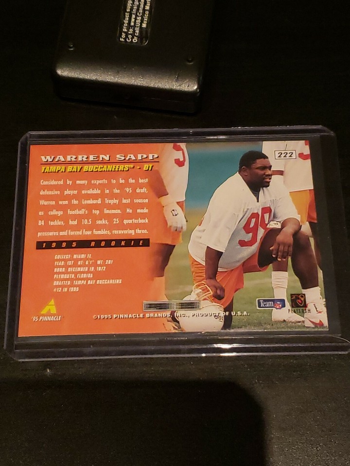 1995 Pinnacle Warren Sapp NFL Rookie Card, NICE! | eBay
