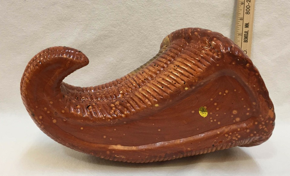 Cornucopia Thanksgiving Fall Centerpiece Ceramic Brown Glaze Large ...