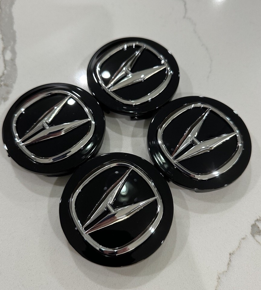 (4X) ACURA Black-Chrome Wheel Center Hub Caps logo Emblem OEM 69MM/2.71" | eBay