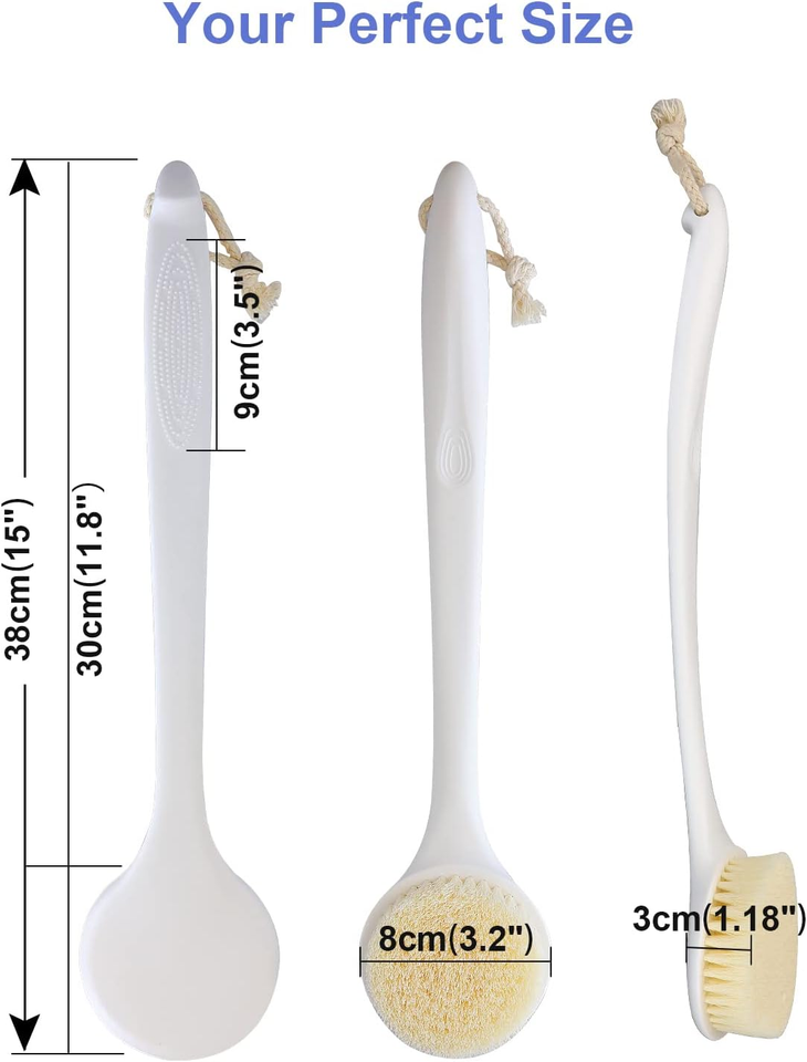 HORJOR Back Shower Brush with Long Handle, 38CM Soft Exfoliating Back ...