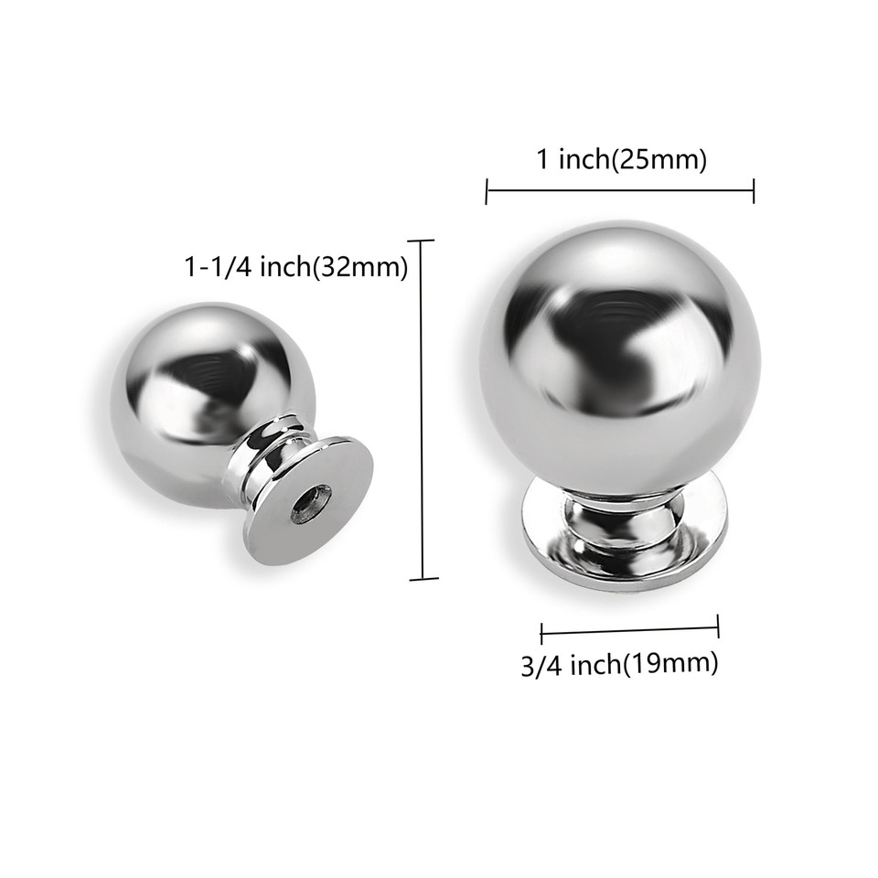 5 Pack Solid Polished Chrome Knob Hardware Drawer Handles Cabinet Handle Vani... | eBay