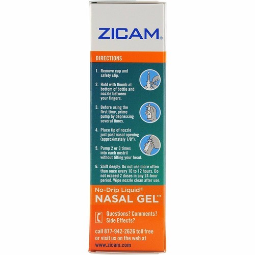 Zicam Intense Sinus Relief No-Drip Liquid Nasal Gel Decongestant 0.5 Oz ...