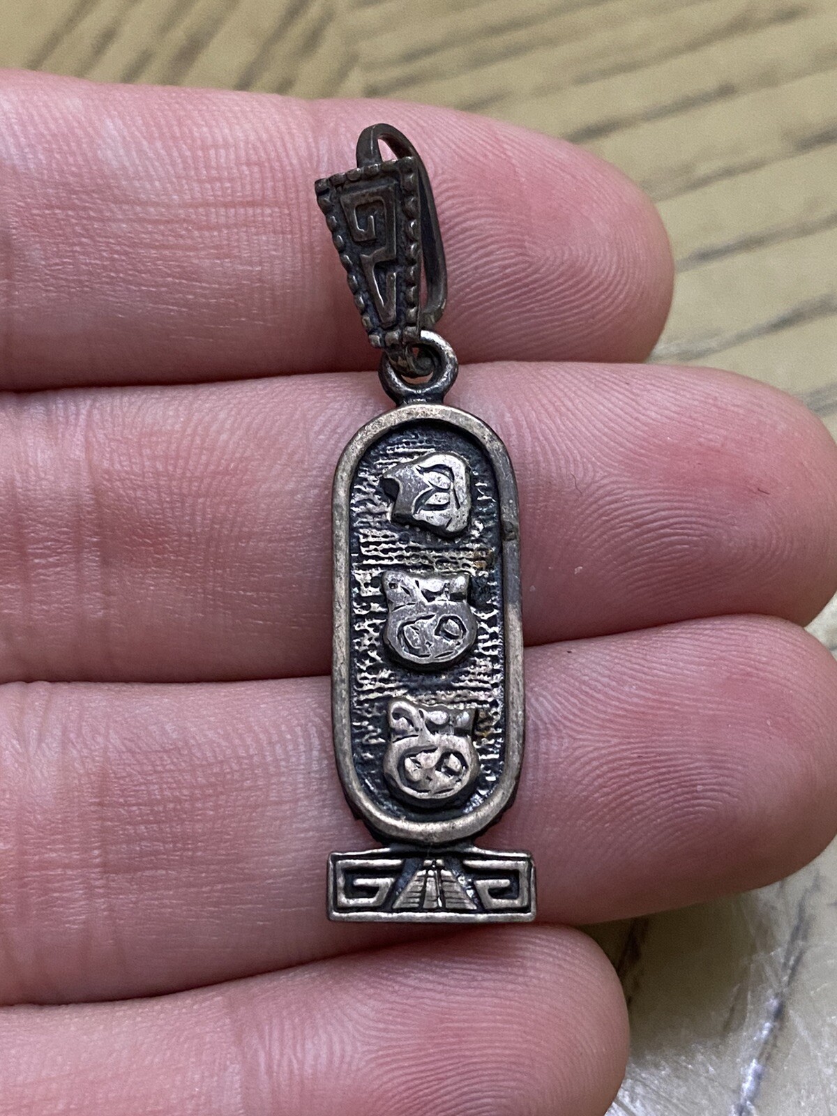 Vintage Maya Sterling Silver Mayan Stamped Cartouche Pendant Piece 925 ...
