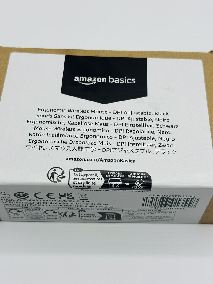 Amazon Basics Ergonomic 2.4 Ghz Wireless Optical PC Mouse, DPI Adjustable, Black | eBay