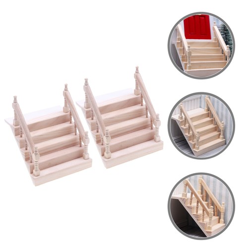 2 Pcs Miniature Stairs for Dollhouse Spiral Kit Props Staircase ...