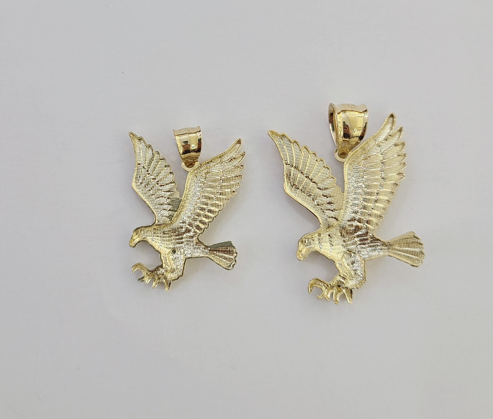 10K Yellow Gold Flying Eagle Charm 1 - 2" Inch Bird Pendent Real 10kt ...