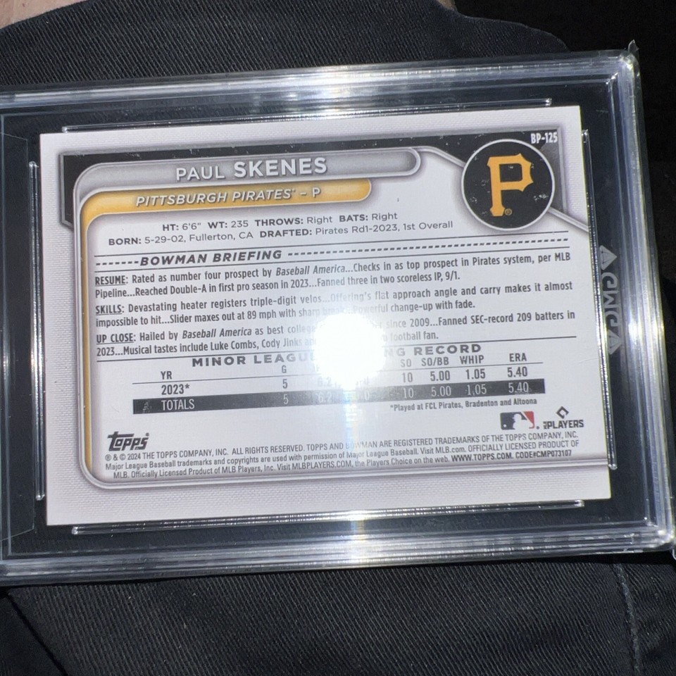 2024 Bowman Paul Skenes Prospect#BP-125 GMG 10 | eBay