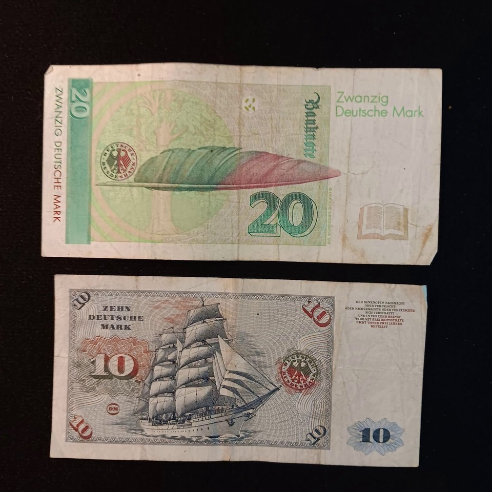 Lot Of 2 Circulated GERMANY Paper Money 10 And 20 Deutsche Marks 1970 ...