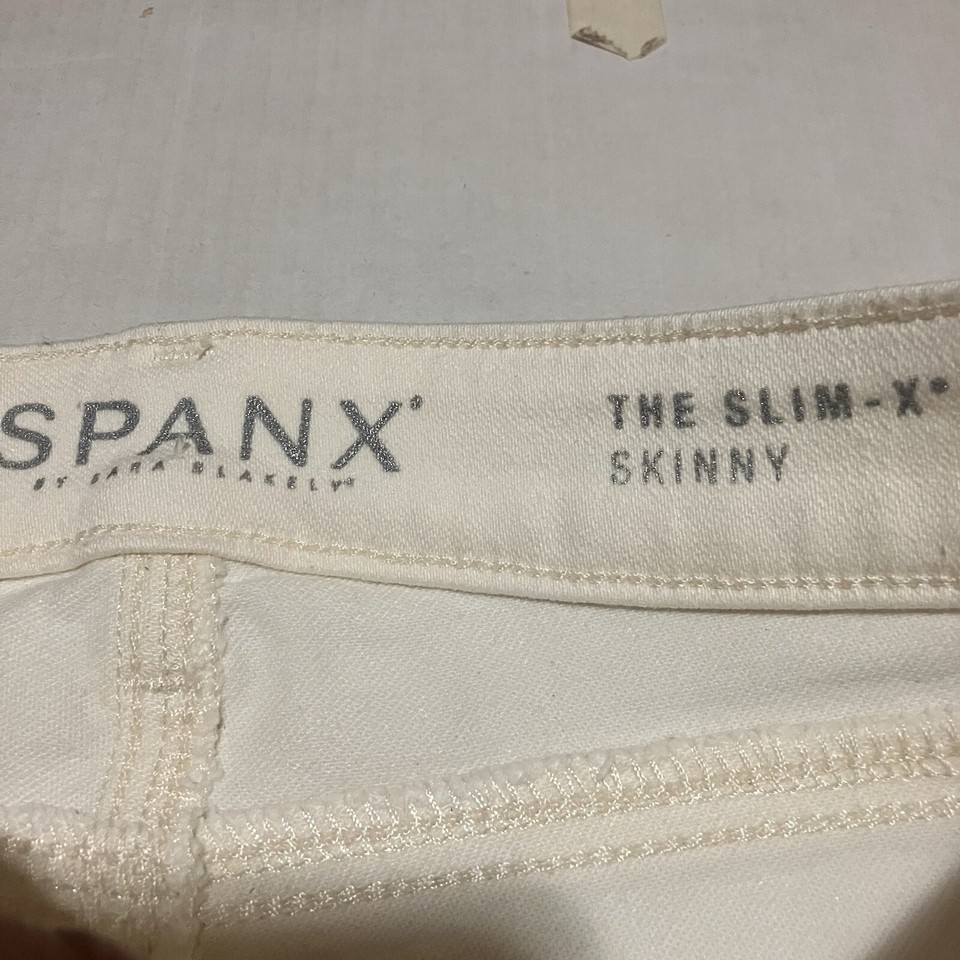 $178 Spanx Jeans Size 27 Beige Slim X Skinny Mid Rise Stretch Wax ...