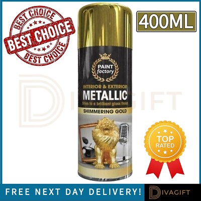 METALLIC GOLD SHIMMERING SPRAY PAINT ALL-PURPOSE GLOSS METAL PAINT ...