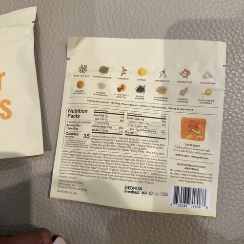 GEM Daily Essentials Citrus Ginger Multivitamin- 2 x 7-Bite Packs. Exp ...