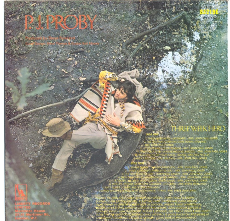 P.J.PROBY - THREE WEEK HERO - 12" VINYL LP (Led Zeppelin Interest ...