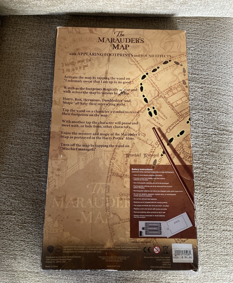 Harry Potter Marauders Map & Wand Interactive Footprints Light Sounds ...