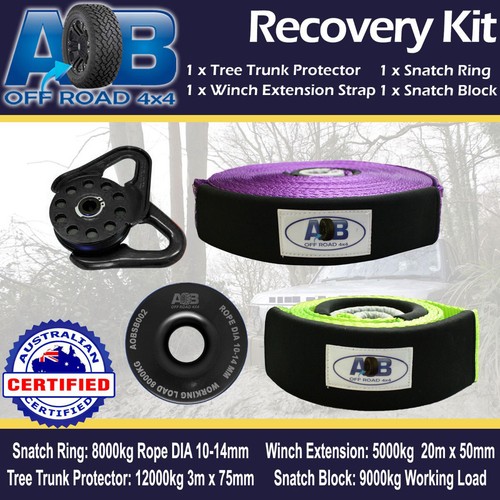 Snatch Ring 8T BLACK + Winch Extension Strap + Tree Trunk Protector ...