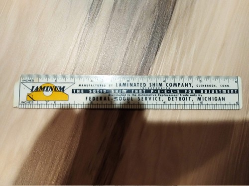 VINTAGE LAMINUM FEDERAL MOGUL SERVICE DETROIT MICHIGAN 6" PLASTIC RULER ...